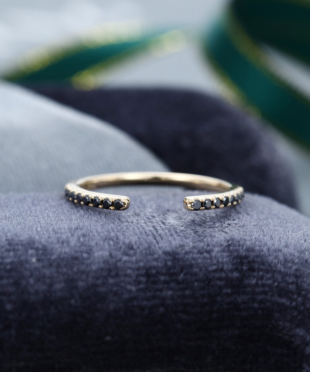 Open Wedding Band Vintage Unique Rose Gold Black Diamond Wedding Band ...