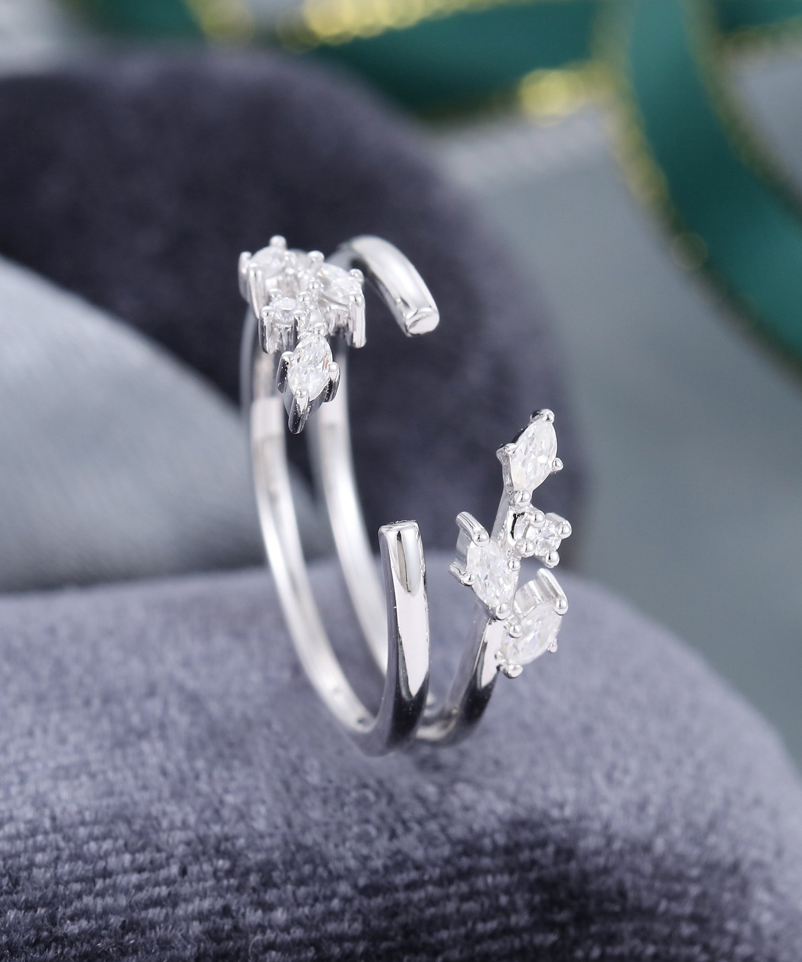 Ring Enhancer Double Bands Stacking Ring White Gold Wedding Band ...