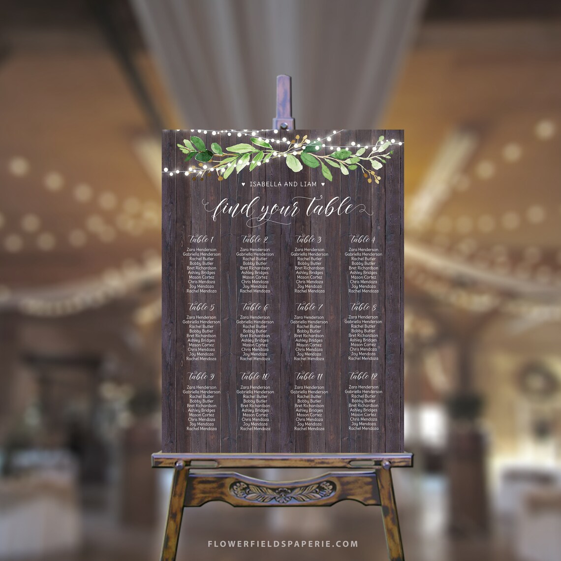 Rustic Seating Chart Template Greenery Wedding Large Seating | Etsy