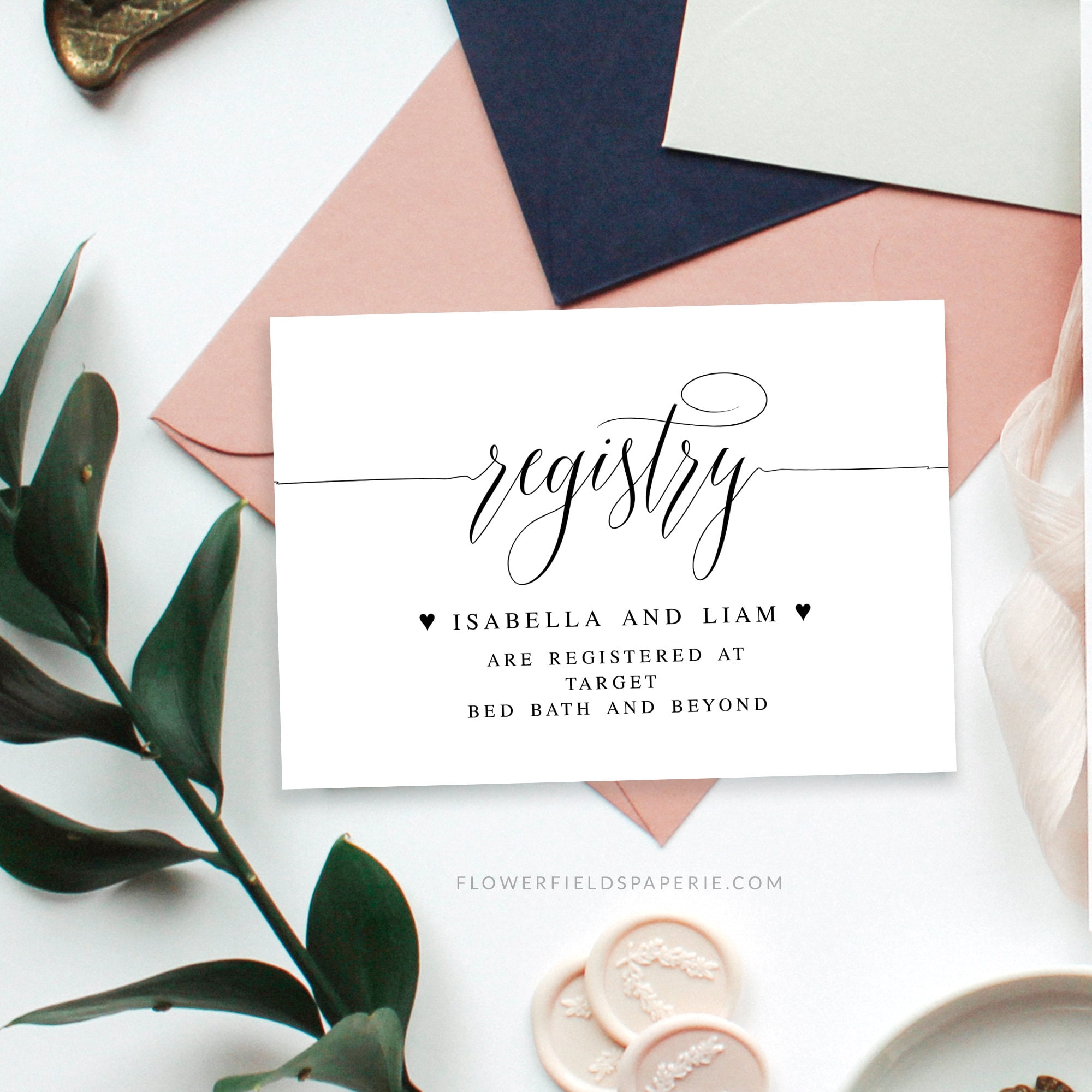 Registry Card Editable Template Script Elegance Wedding - Etsy