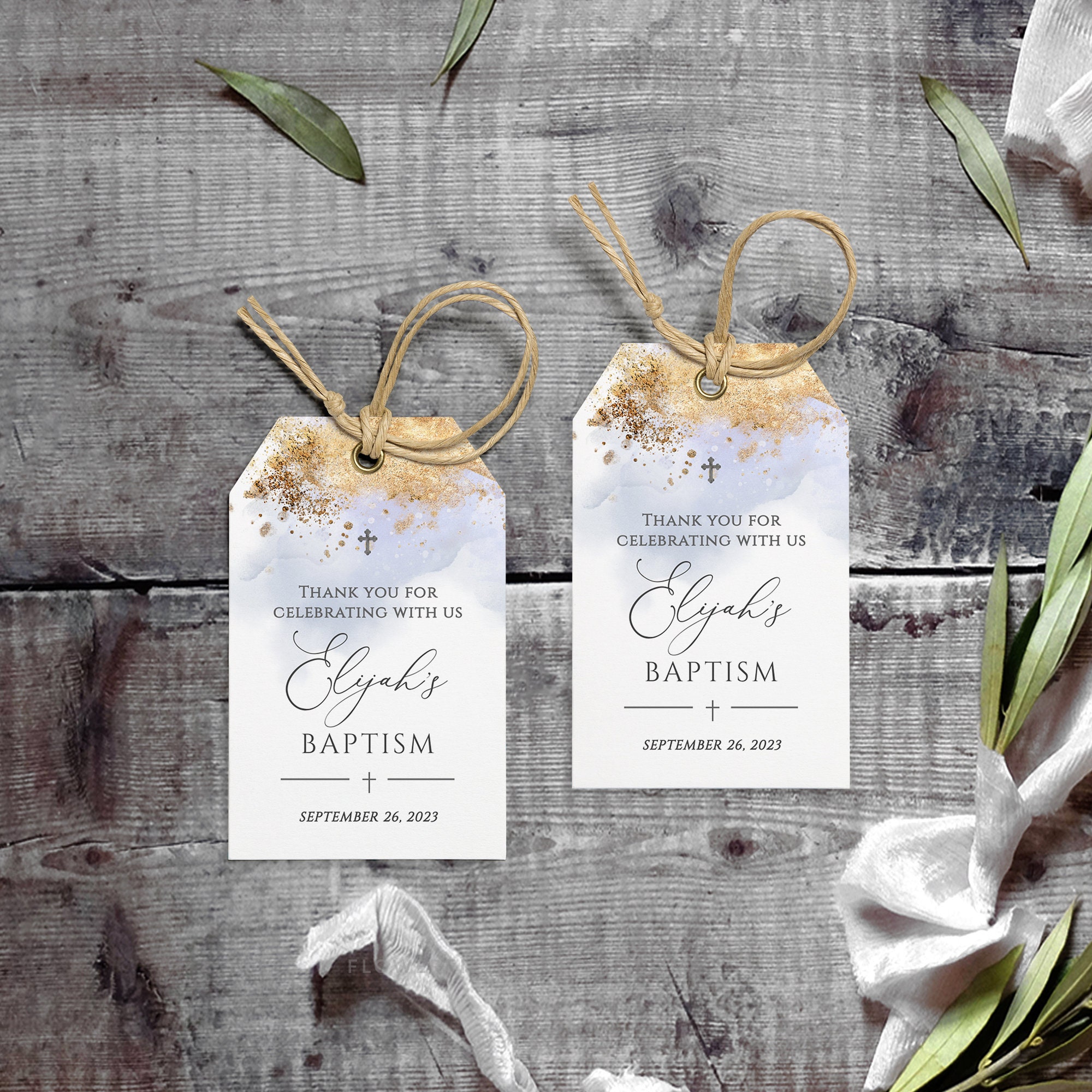 Christening Favor Tag Template Boy Baptism Gift Tag Dusty Etsy
