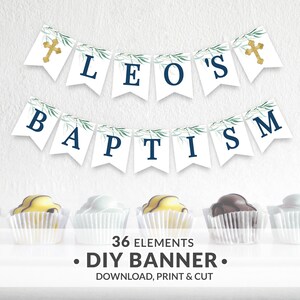 Printable Baptism Banner Boy, First Holy Communion Banner, Baby ...