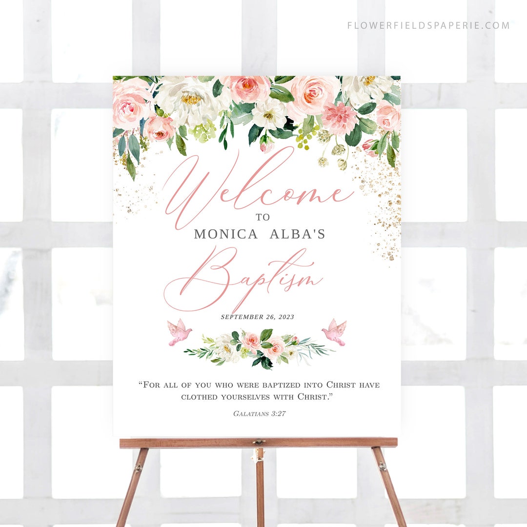 Baptism Welcome Sign Girl Template, Editable Baptism Sign, Welcome ...