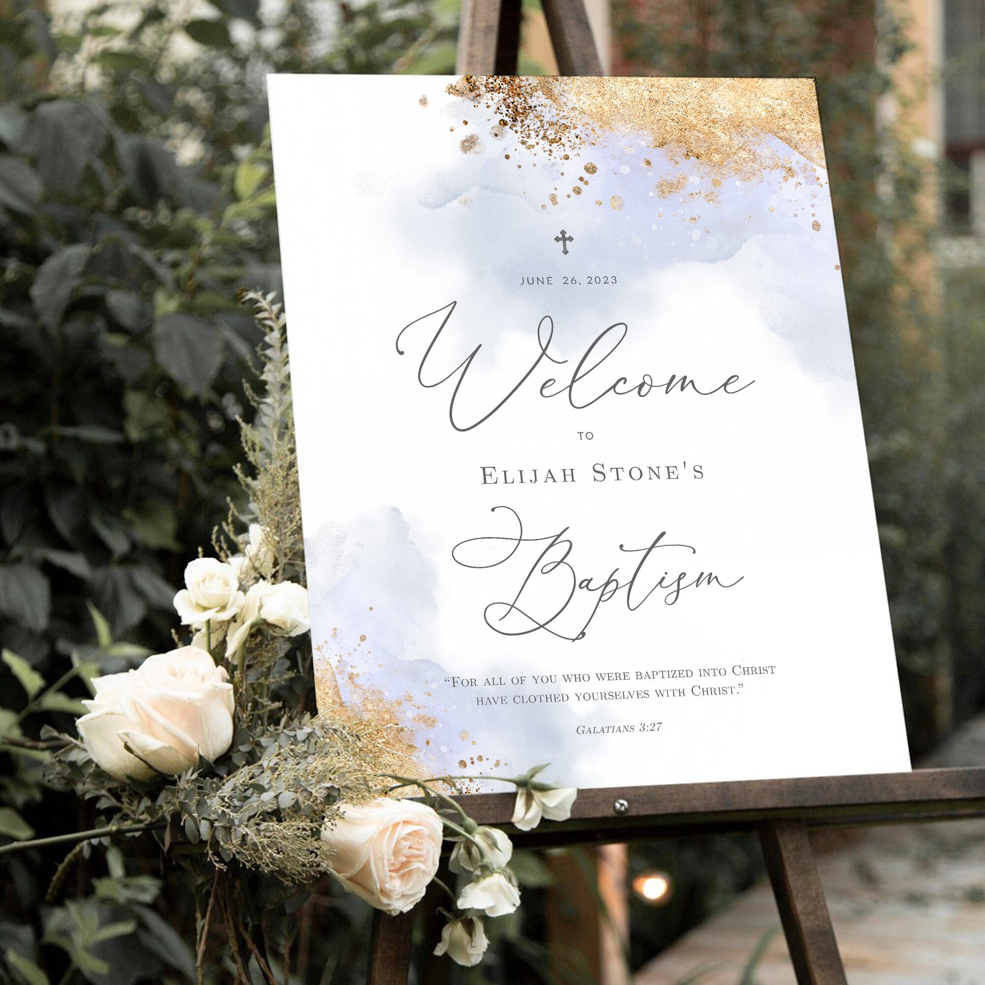 Baptism Welcome Sign Boy Template Christening Welcome Sign - Etsy