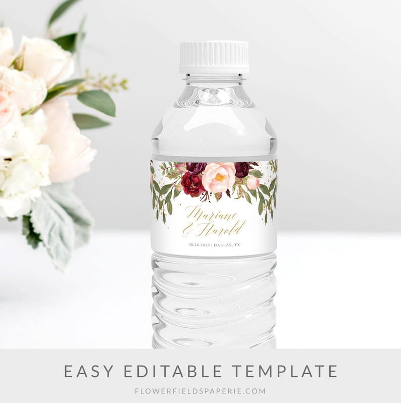 Water Bottle Label Template Printable Watter Bottle Stickers | Etsy