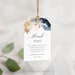 Favor Tag Template, Navy Blue and Blush Gold Wedding Gift Tag, Thank ...