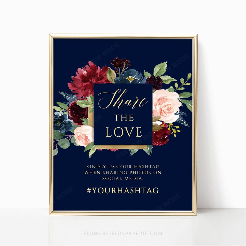Share the Love Sign Template Wedding Hashtag Sign Template | Etsy