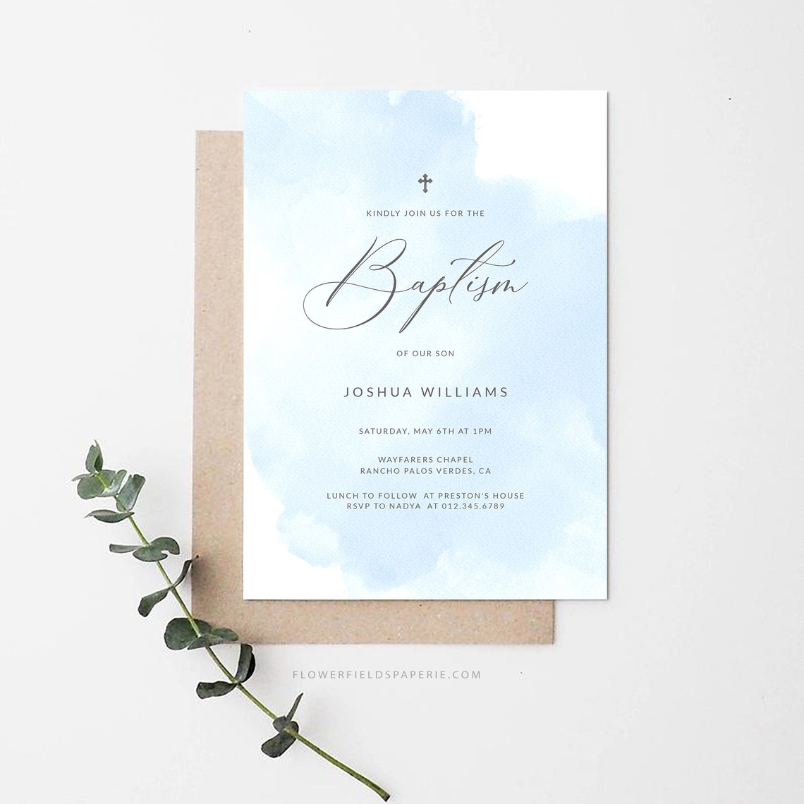 Simple Baptism Invitation Boy Bautizo Nino Invitation - Etsy