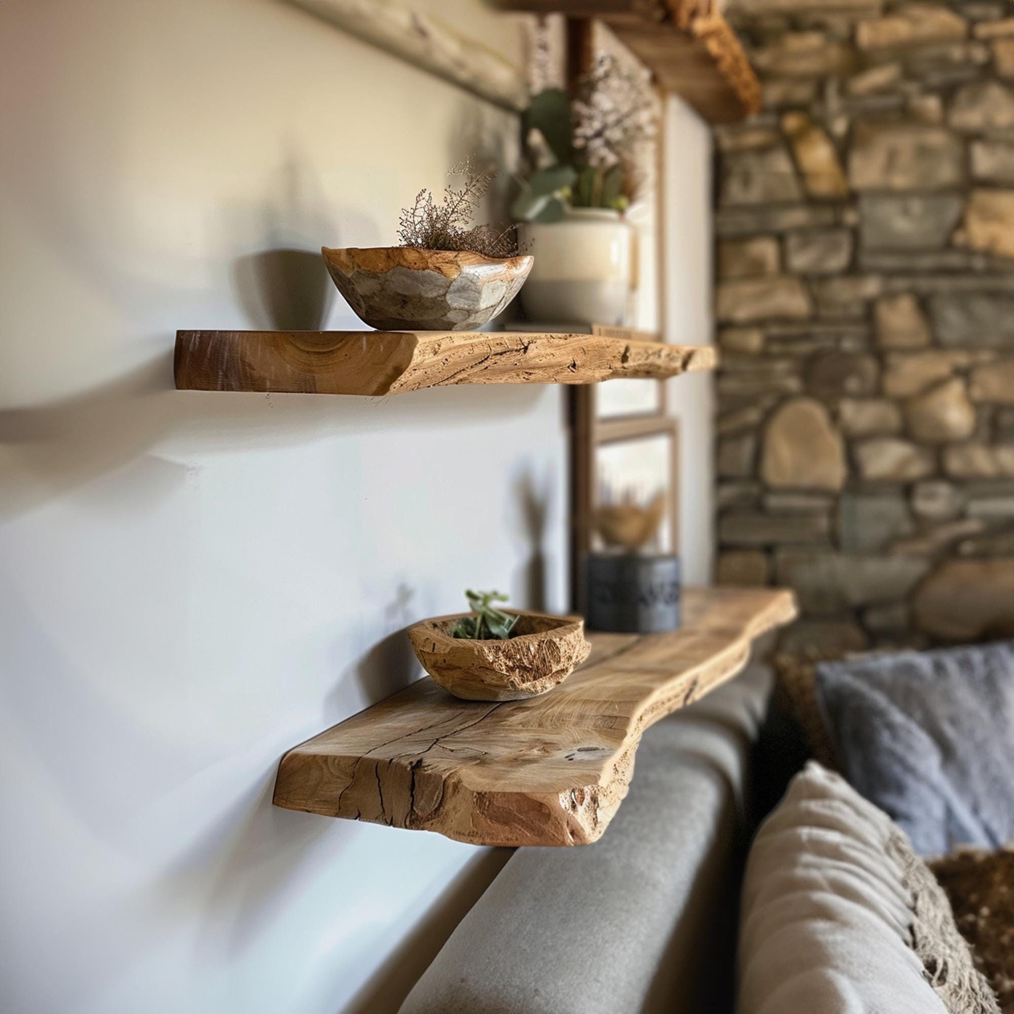 Rustic Floating Shelf Reclaimed Wood Shelf Live Edge Shelf Display ...