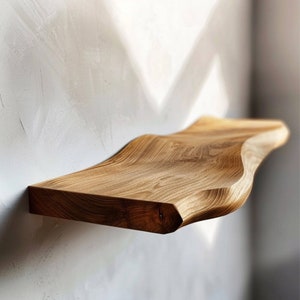 Wavy Shelf Live Edge Floating Shelves Solid Wood Wall Mount Bookshelf ...