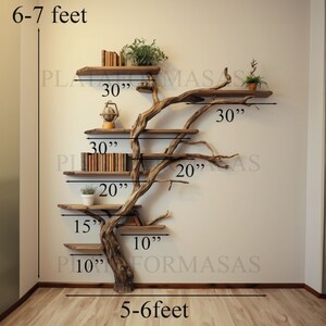 Corner Tree Branch Shelves on Wall Mount Bookshelf Handmade Furniture ...