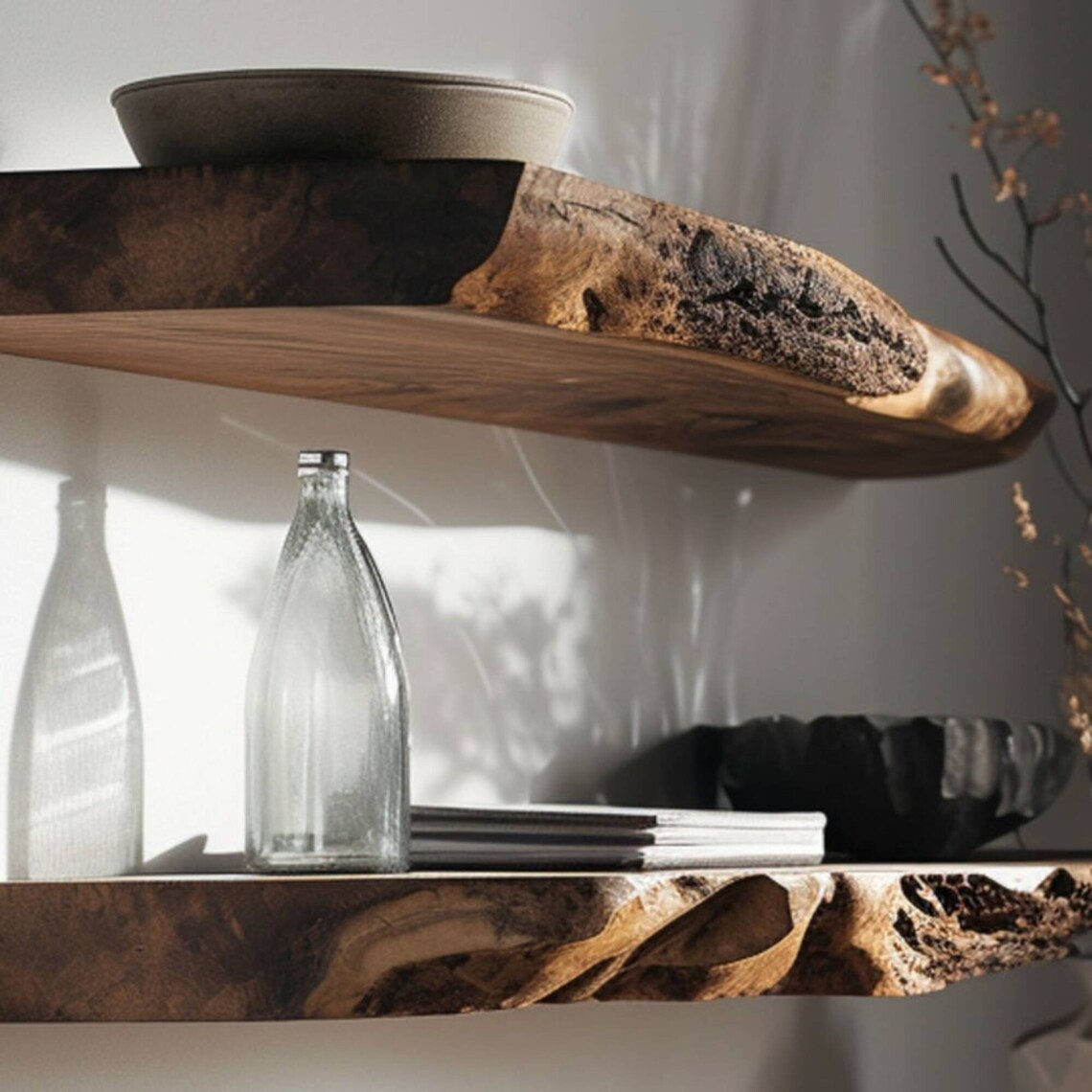 Live Edge Floating Shelf Floating Wall Shelf Live Edge Floating Shelf ...