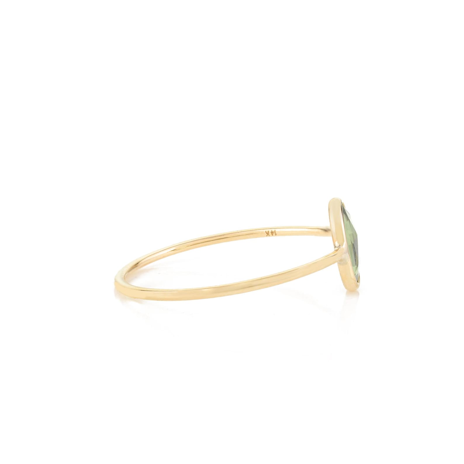 Natural Green Sapphire Ring 14K Solid Gold, Stackable Rings, Everyday ...