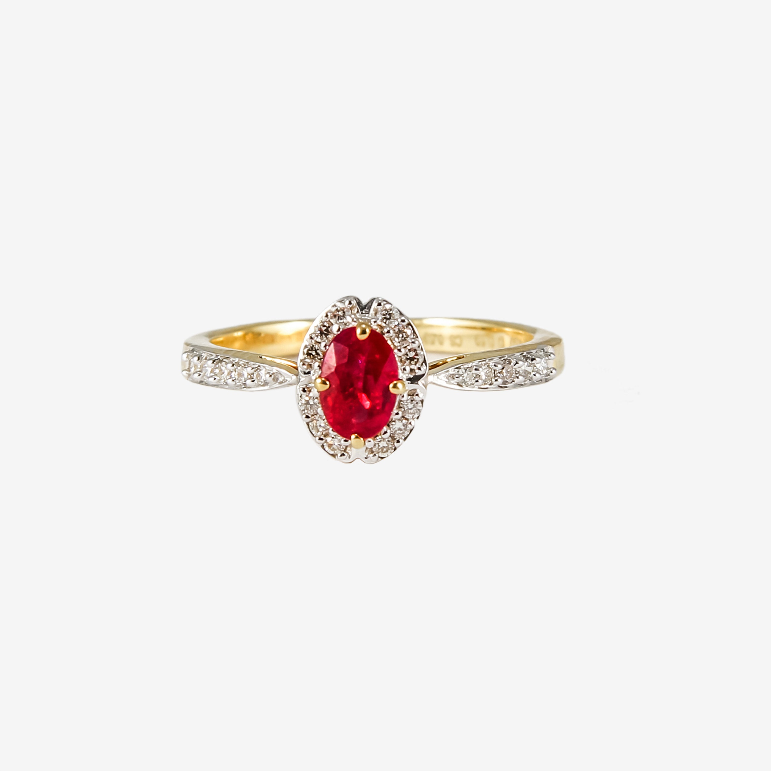 Ruby Ring With Diamonds Set In 18k Gold Statement Ring Etsy