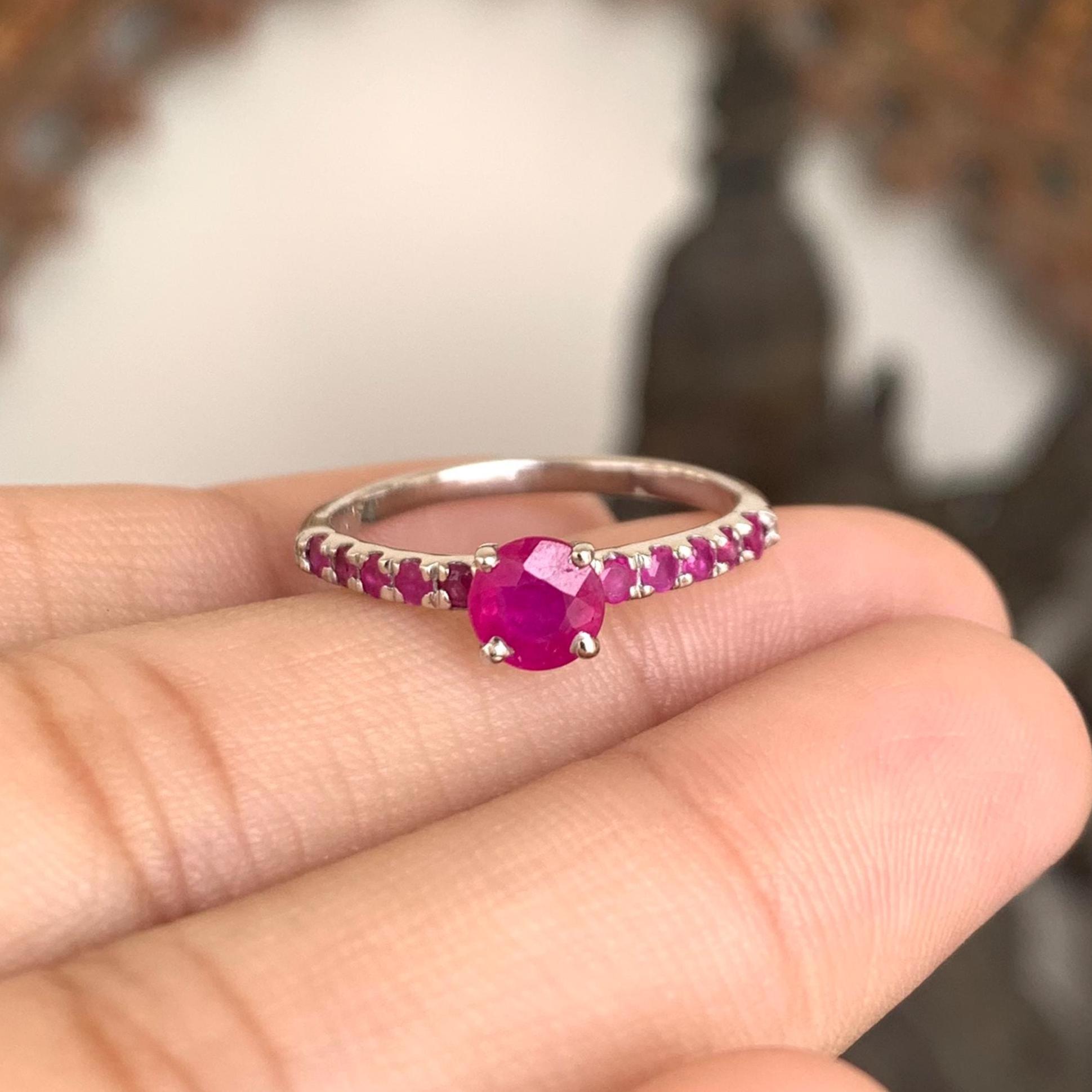Ruby Half Eternity Ring, 925 Sterling Silver, Ruby Engagement Ring ...