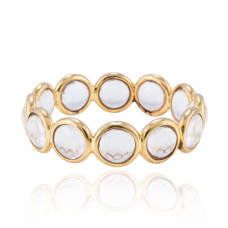 Solid 18K Gold Crystal Ring, Natural Crystal Band Ring, Full Eternity ...