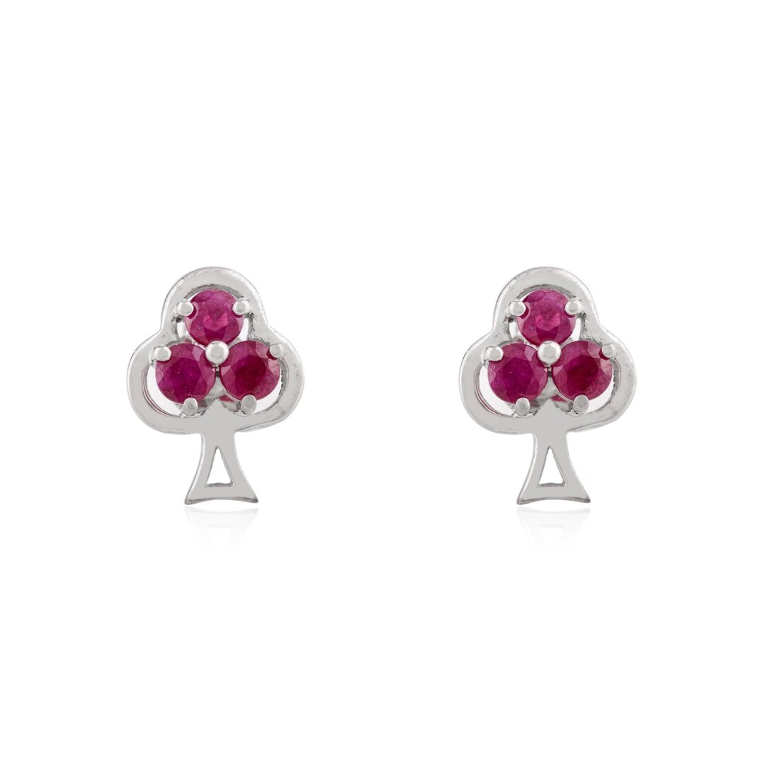 Ruby Stud Earrings, Ruby Silver Earrings, 925 Sterling Silver Earrings ...