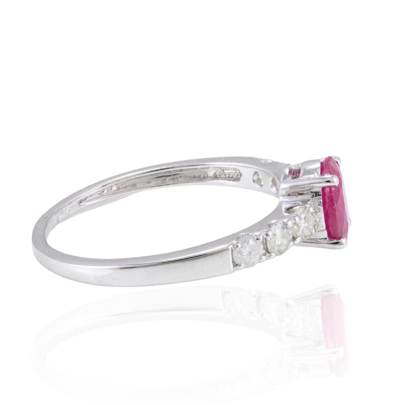 Natural Ruby Diamond Ring, 925 Sterling Silver, Ruby Engagement Ring ...
