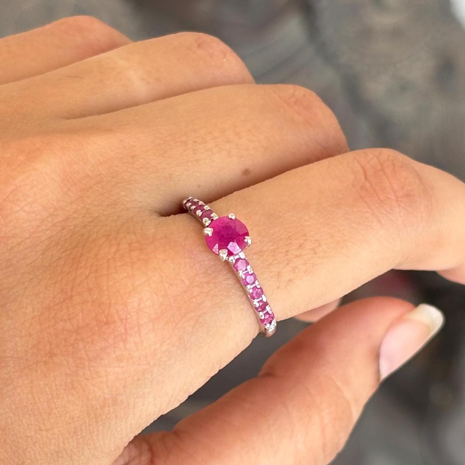 Ruby Half Eternity Ring, 925 Sterling Silver, Ruby Engagement Ring ...