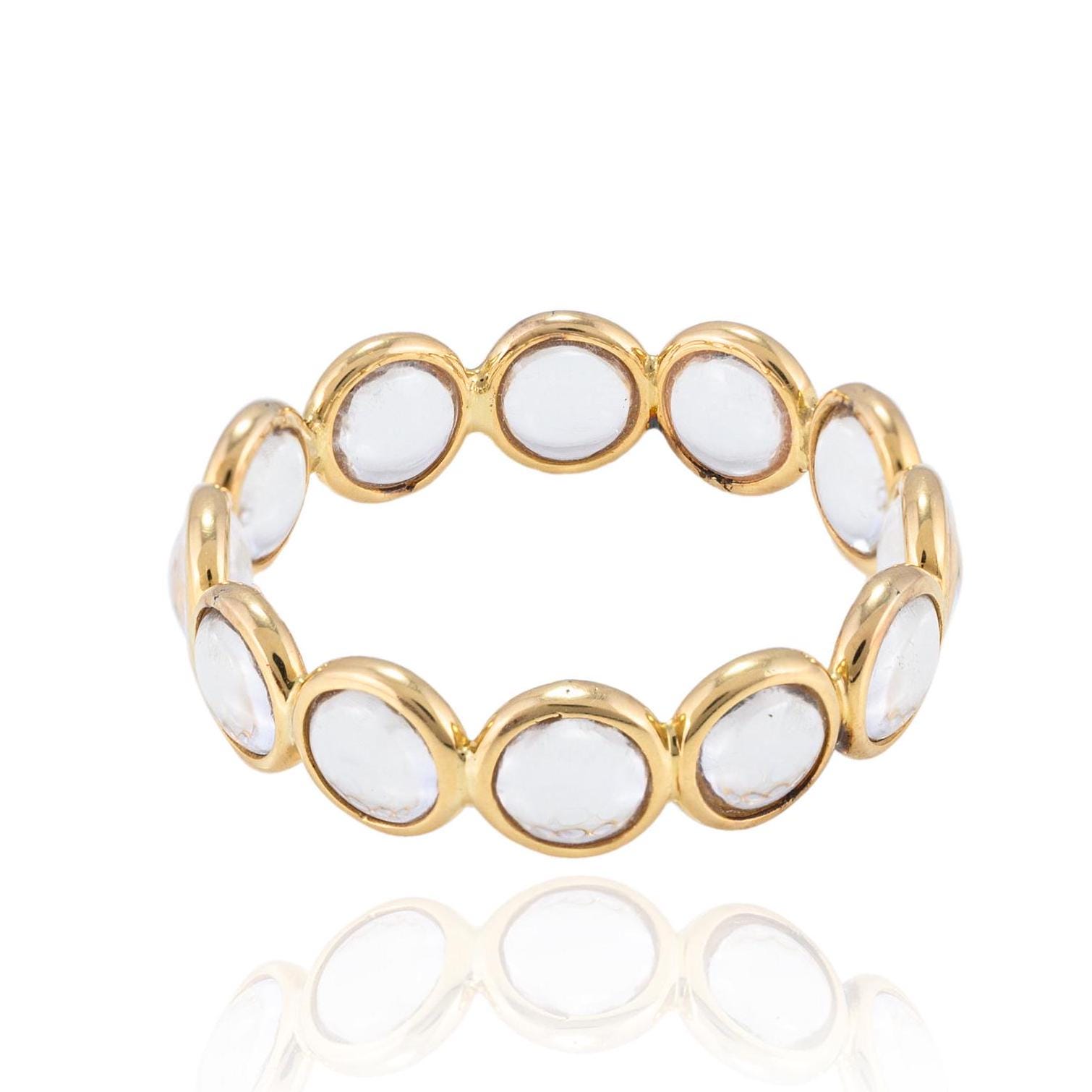 Solid 18K Gold Crystal Ring, Natural Crystal Band Ring, Full Eternity ...