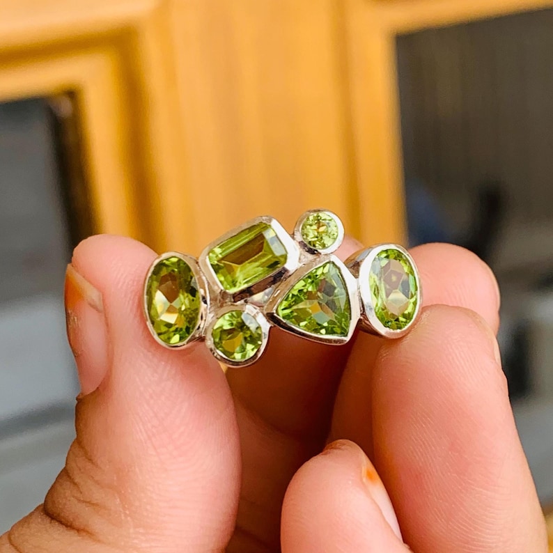 Natural Peridot Ring, Peridot Gemstone Ring, 925 Sterling Silver, Boho ...