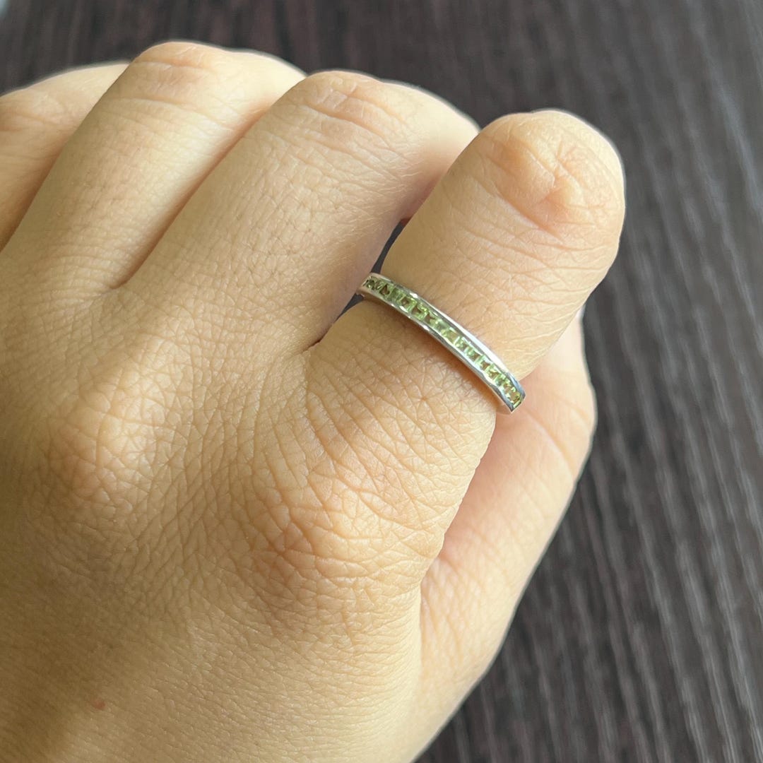 Peridot Eternity Band, Stackable Band Ring, Green Peridot Band Ring ...