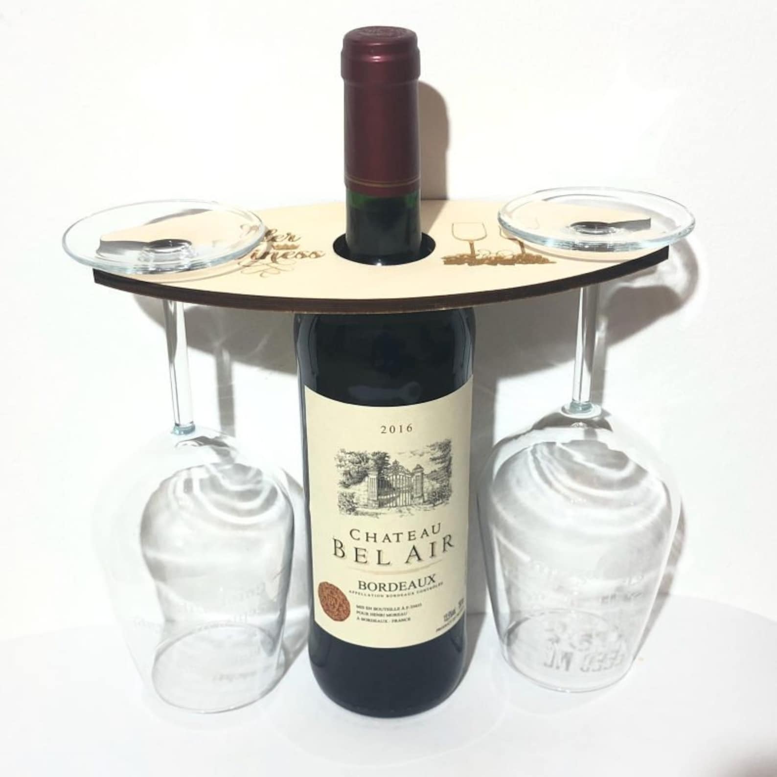 Wine butler made of wood for 2 glasses storage and holder | Etsy