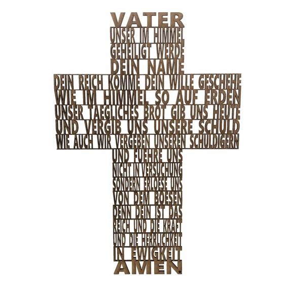 3D-Schriftzug des Vater Unser in Form eines Kreuzes deutsch | Etsy