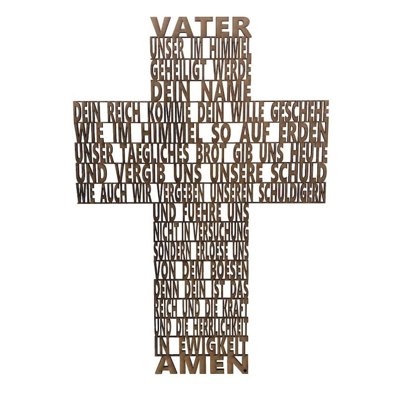 3D-Schriftzug des Vater Unser in Form eines Kreuzes deutsch - Etsy.de