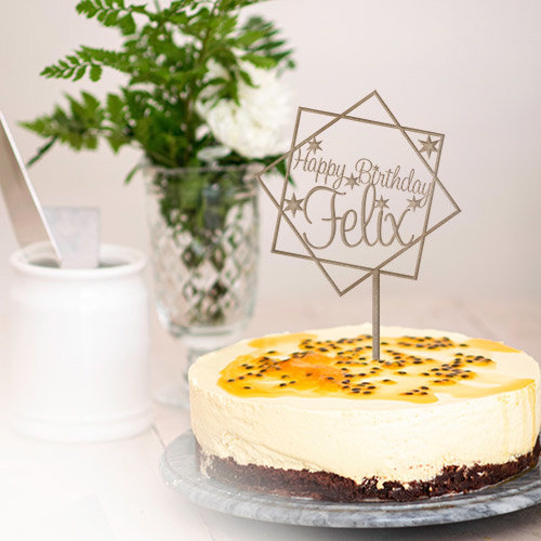 Cake Plug Cake Topper Happy Birthday With MDF or Acrylic Names - Etsy