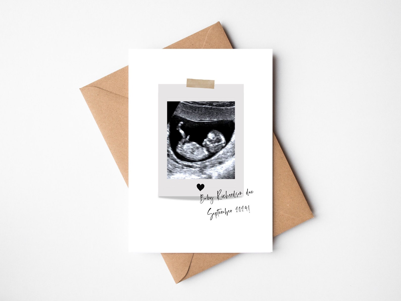 Personalised Ultrasound Pregnancy Announcement Card: Baby Scan Reveal ...