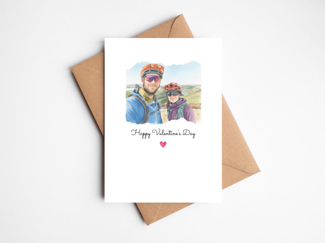Personalised Valentine’s Day Card From Photo | Custom Watercolour Photo ...