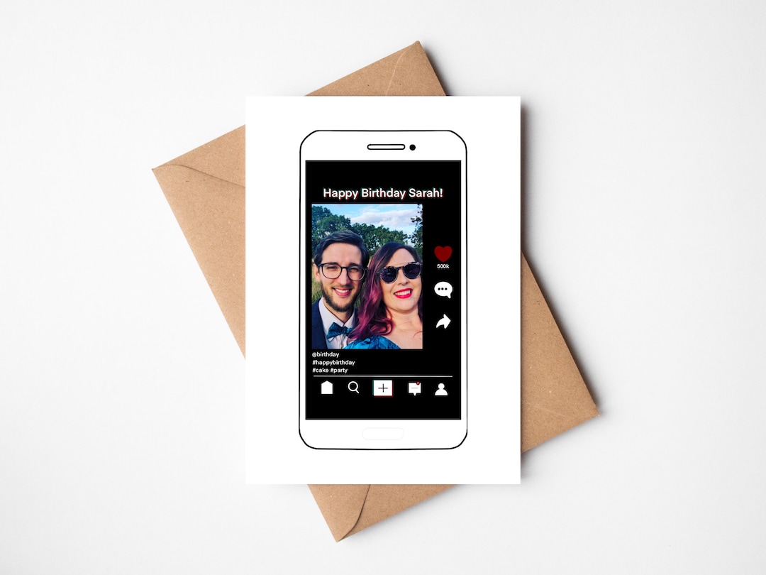 Personalised Birthday Card Tiktok Style Photo Card Tik Tok Phone Happy ...