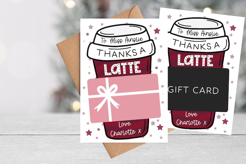 Personalised Thanks A Latte Gift Card Holder | Teacher Card Gift ...