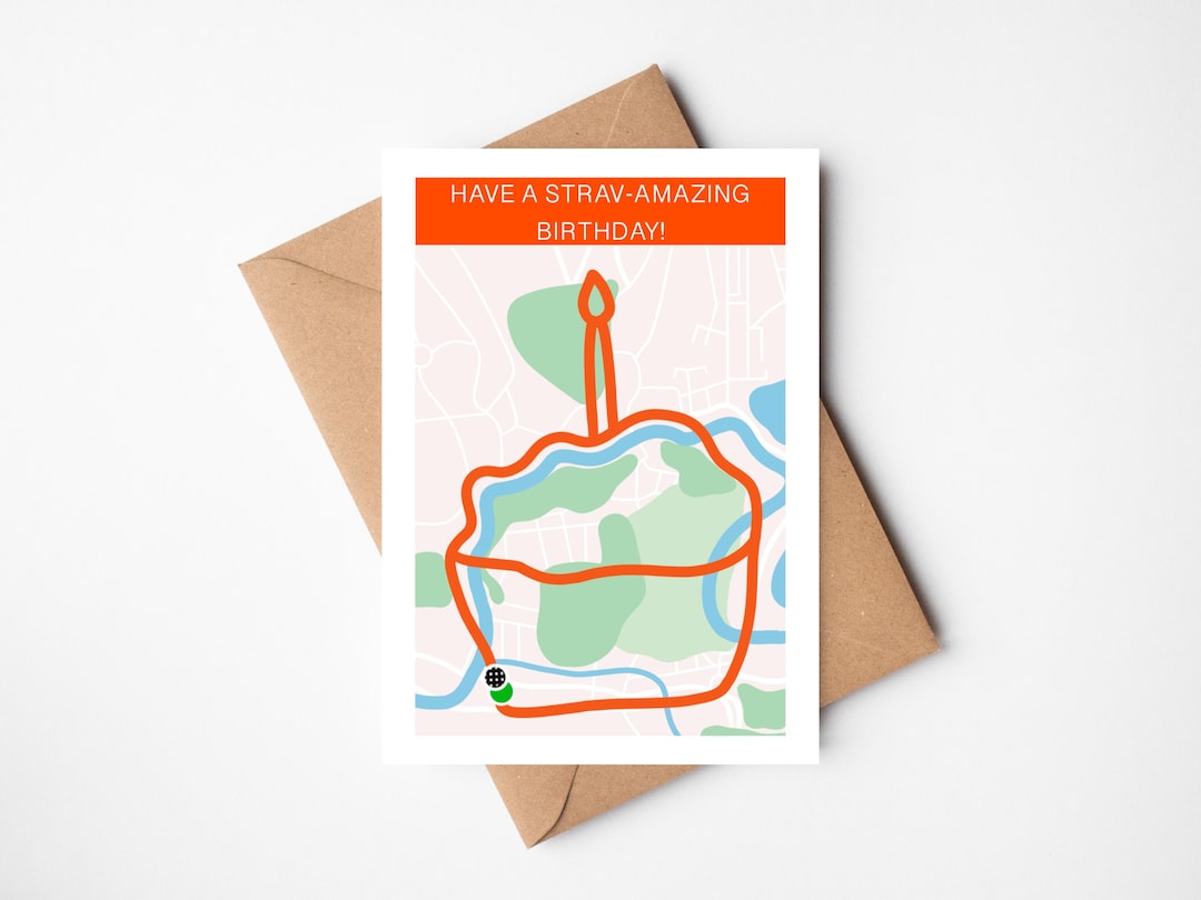 Runner's Birthday Day Card Strava Style Card Happy Birthday Cyclist's ...