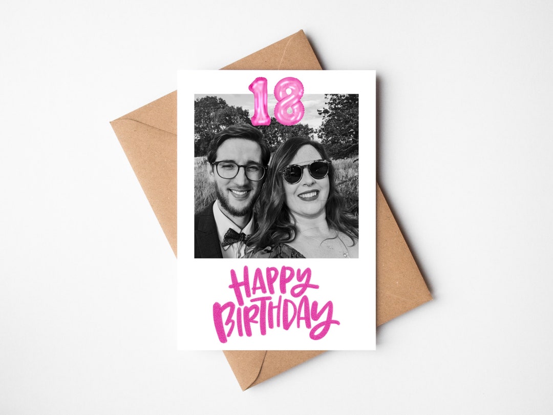Personalised Happy 18th Birthday Card Polaroid Style Card Photo ...