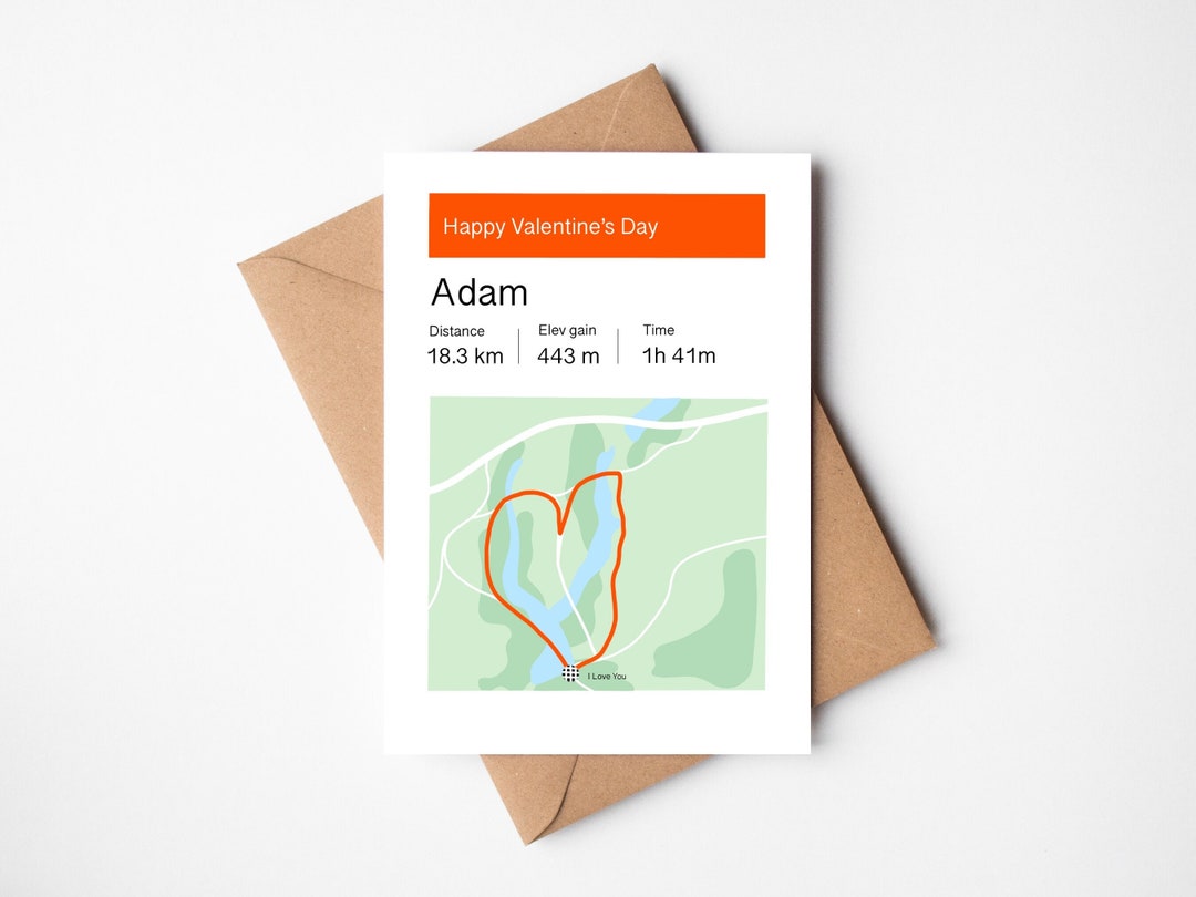 Personalised Runner's Valentine's Day Card Strava Style Card Happy ...