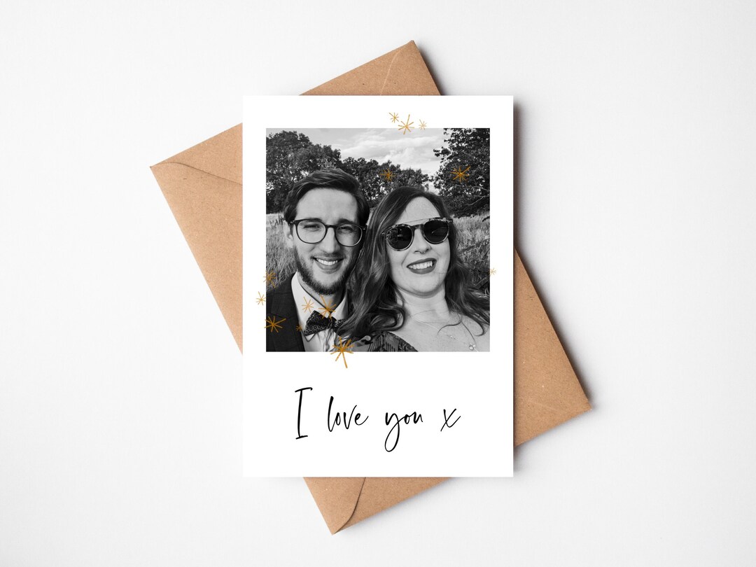 Personalised Photo Valentine's Day Card: Simple Style With Stars - Etsy