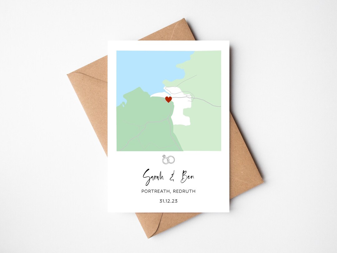 Personalised Map Card Custom Map Engagement Card Valentine's Card - Etsy