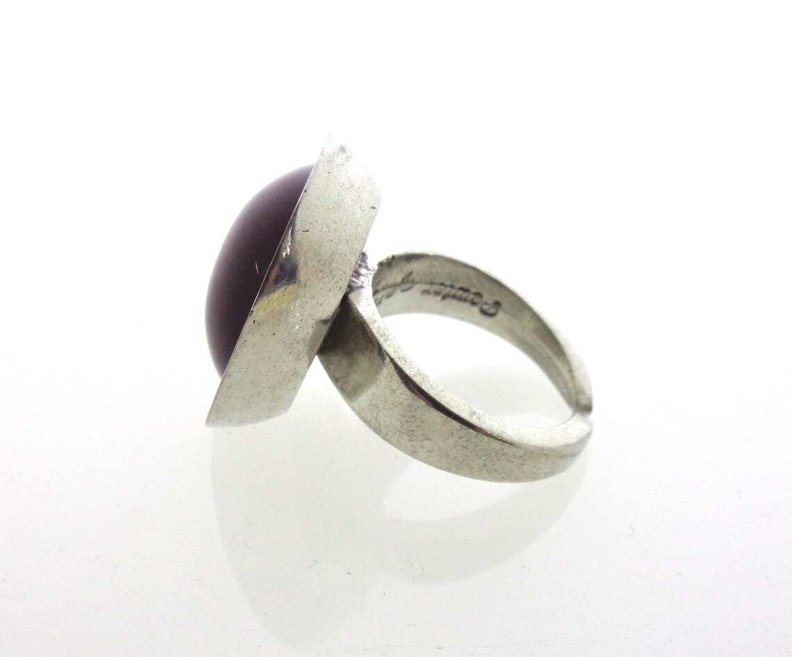 Bent Larsen Round Pewter Ring With Carnelian Stone Ø 25 Mm - Etsy