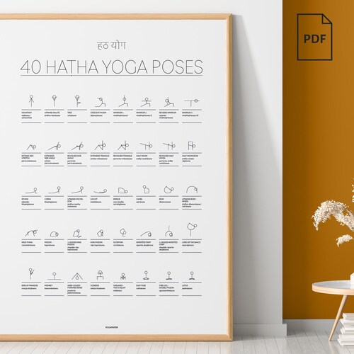 40 Hatha Yoga Poses Printable Yoga PDF Chart: Yoga Poster With | Etsy