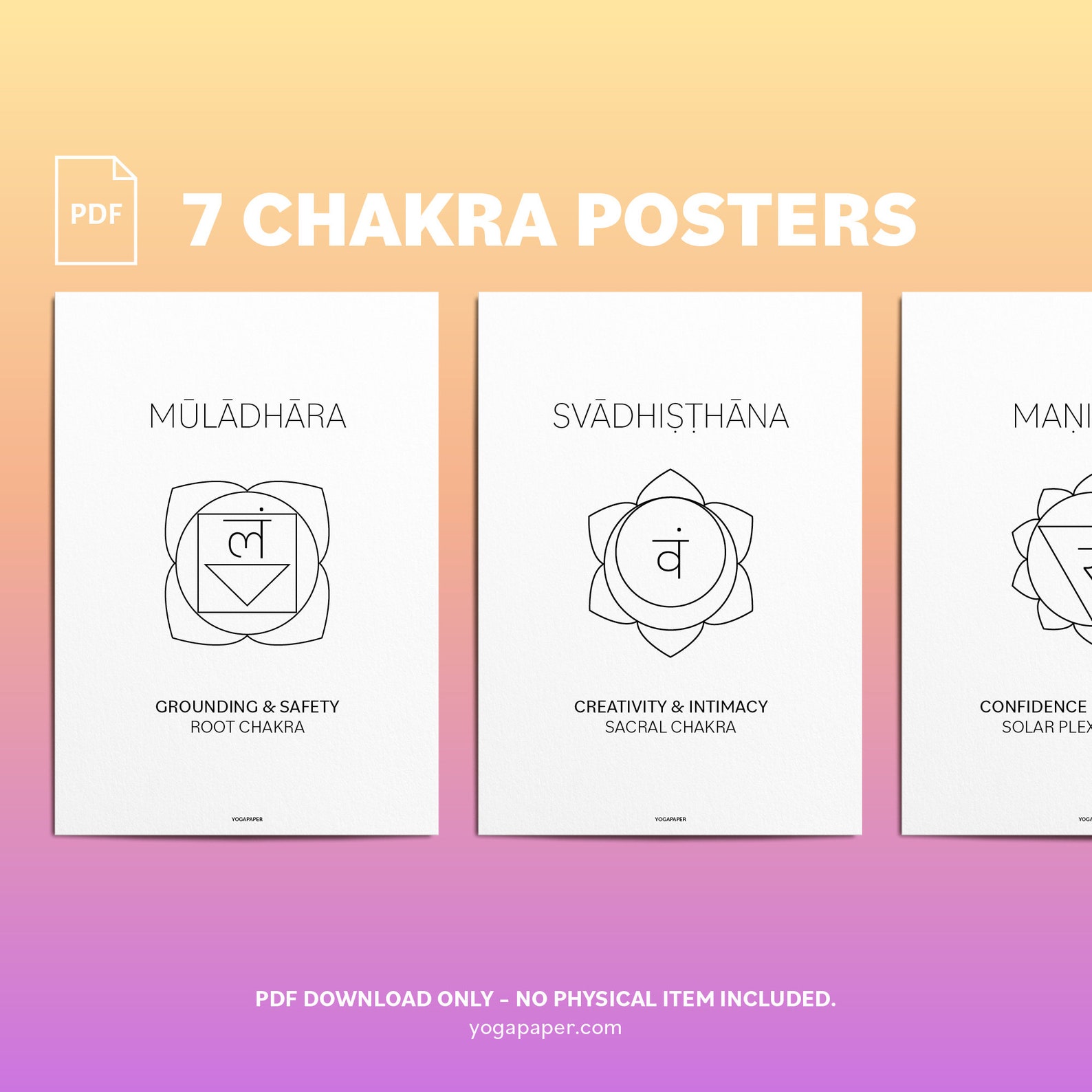 Seven Chakras: 7 Printable PDF Files for Every Chakra Including Symbol ...