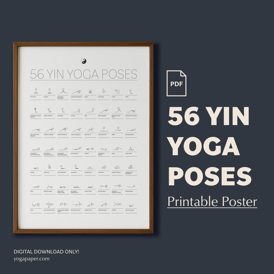 Yin Yoga Poses Poster: Stick Figure Guide, Printable Chart (digital ...