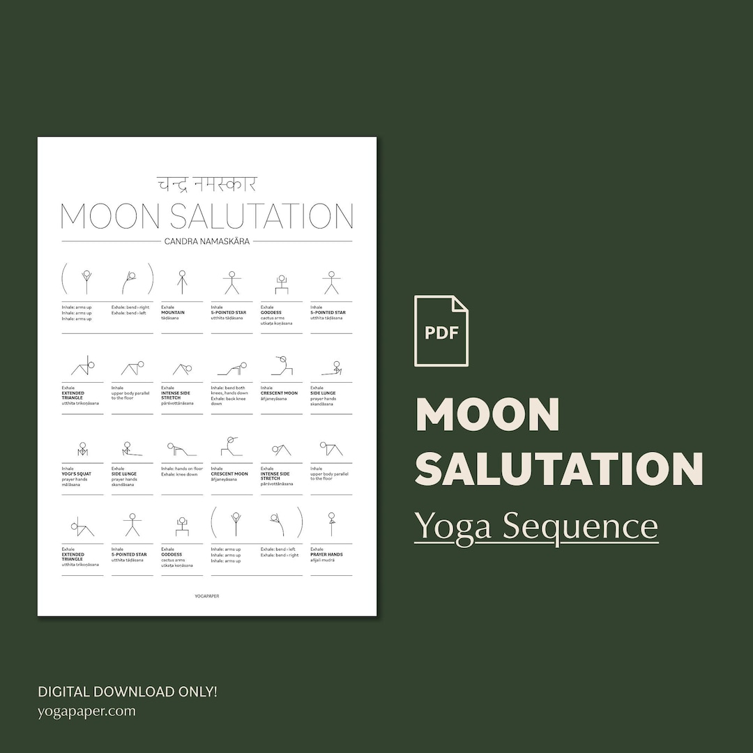 Moon Salutation Yoga Sequence: Chandra Namaskara Printable (PDF) - Etsy