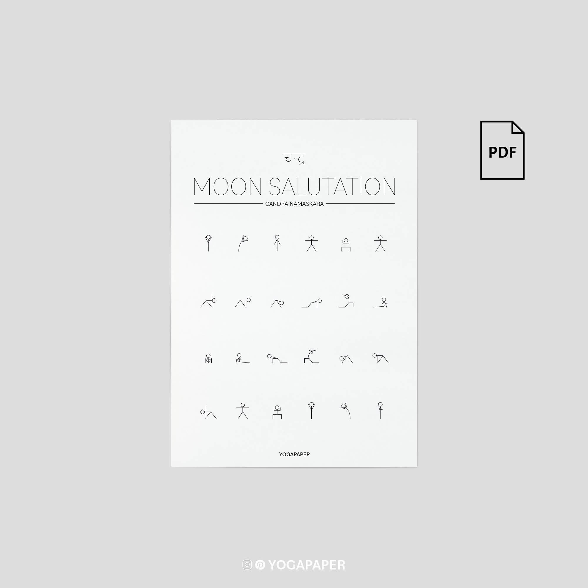 Moon Salutation Sequence: Printable Postcard Download With Stick ...