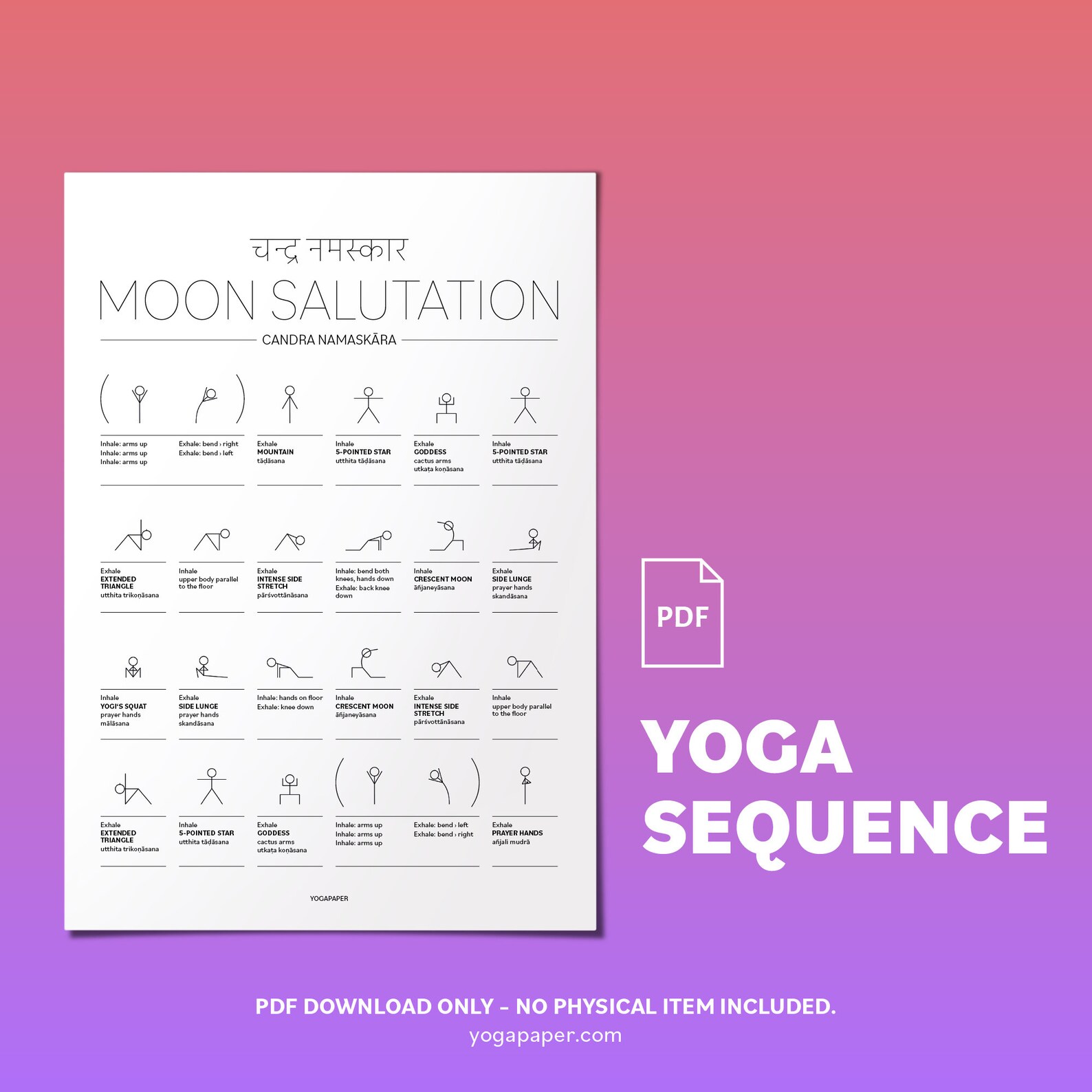 Moon Salutation Yoga Sequence PDF: Printable Download for the Sequence ...