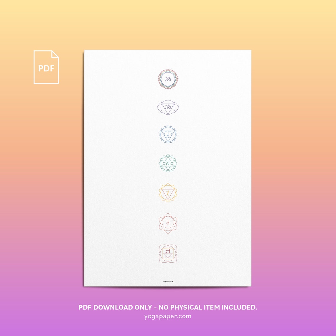 7 Chakras Printable PDF: Symbols yantras, Colors, Sounds mantras Yoga ...