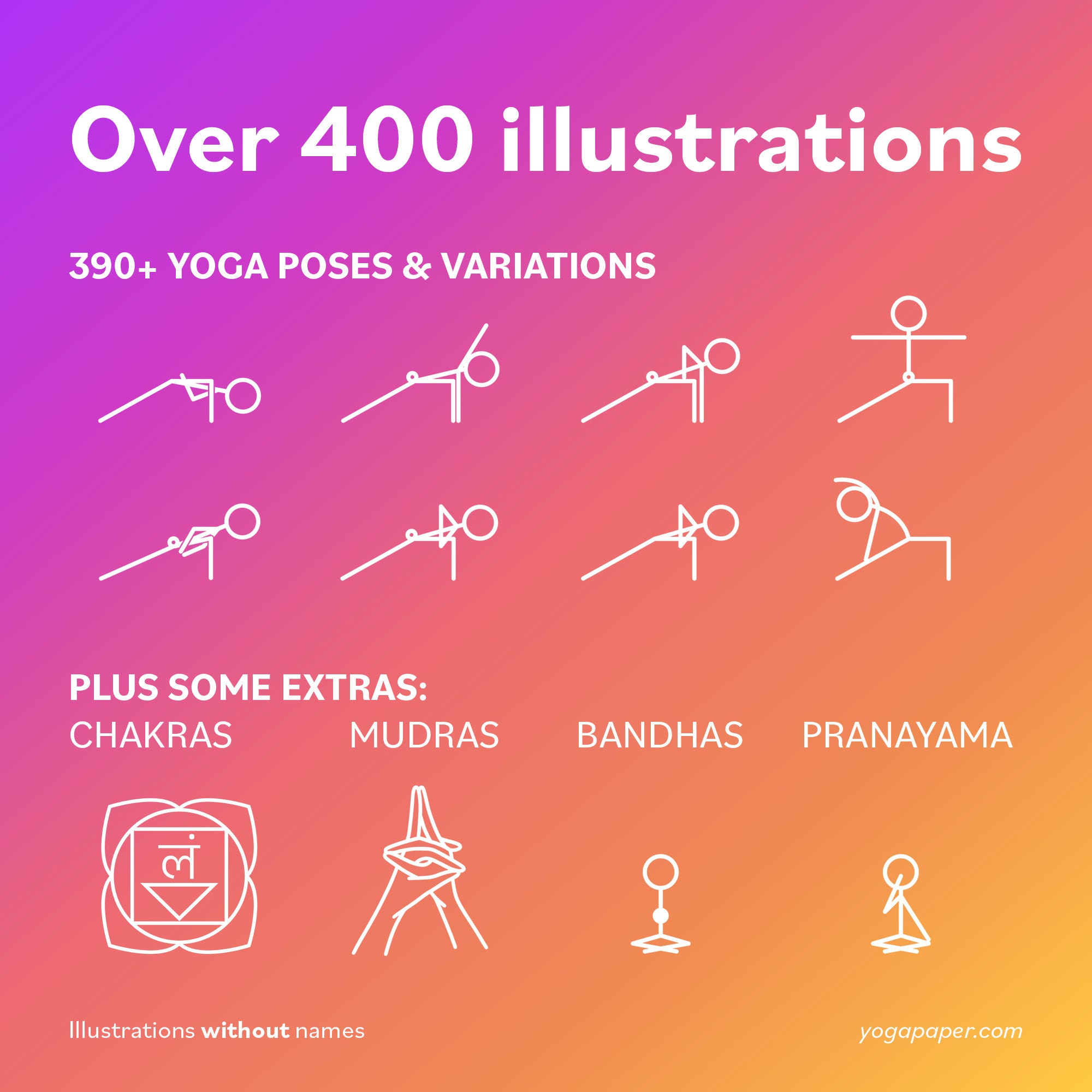 Digital Yoga Stickers: Bundle of 400 Yoga Poses for Yoga Sequences and ...