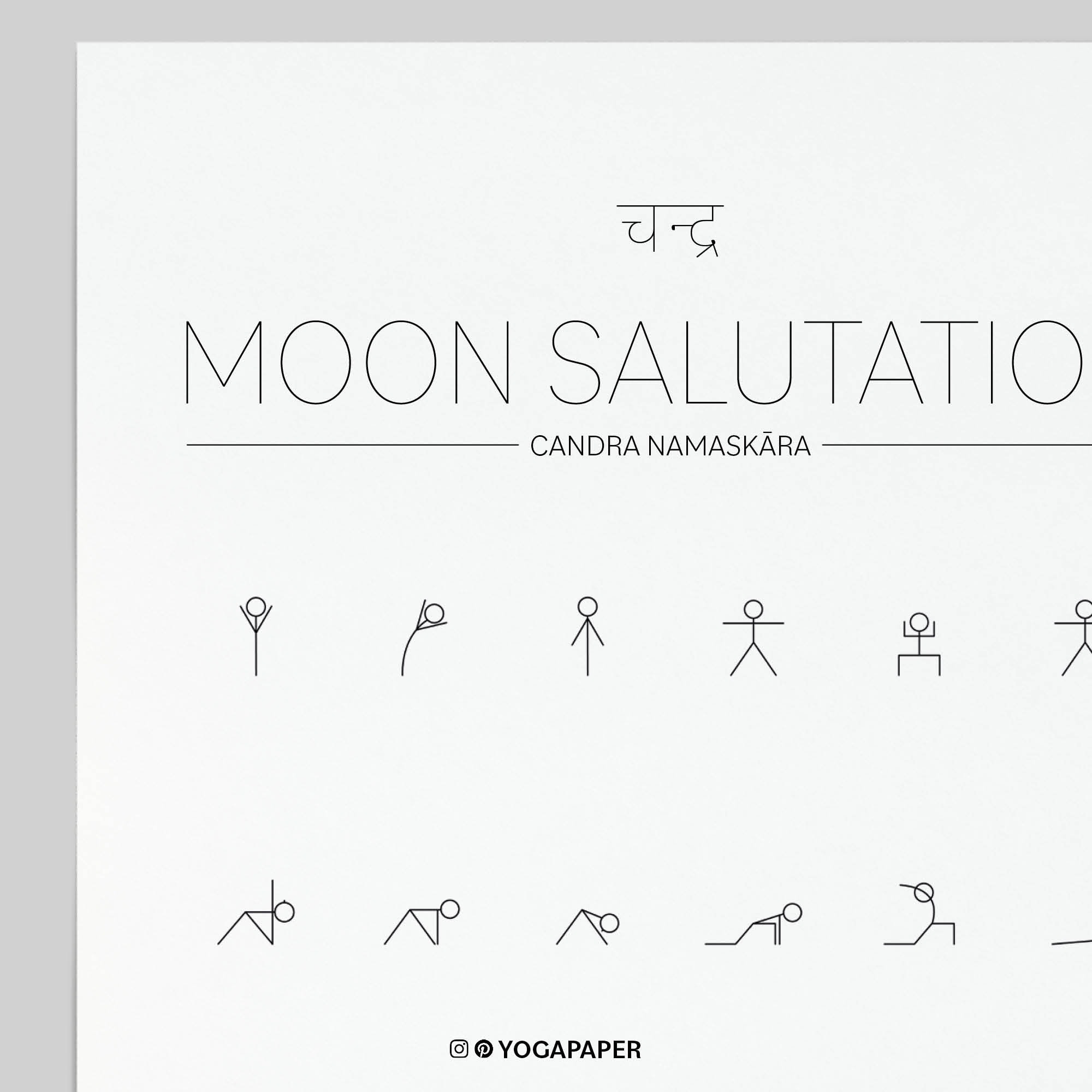 Moon Salutation Sequence: Printable Postcard Download With Stick ...