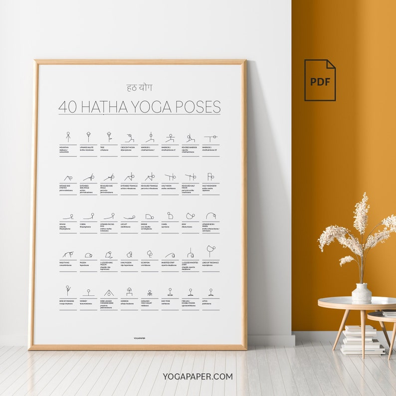 40 Hatha Yoga Poses Printable Yoga PDF Chart: Yoga Poster With | Etsy